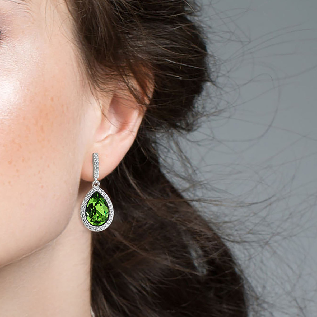Royal Peridot Earrings - 18K White Gold Plated - Crystal | Pica LeLa ...